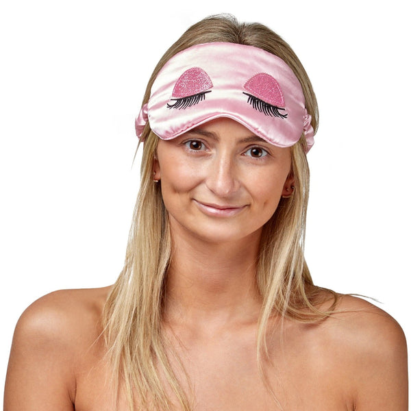 Eye Mask With Glitter Eye Lashes Pink Sparkles | Dilly's Collections