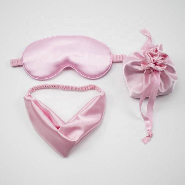 Headband and Eye Mask Gift Set - Pink Satin | Dilly's Collections