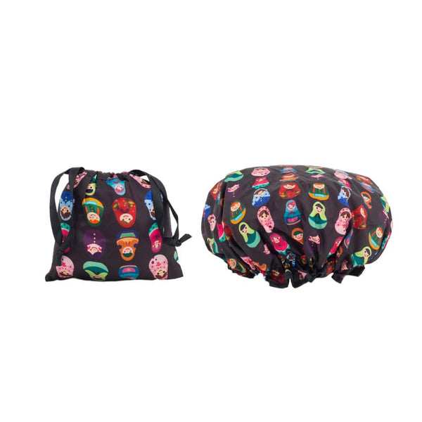 Shower Cap & Drawstring Bag - Babushka Print | Dilly's Collections