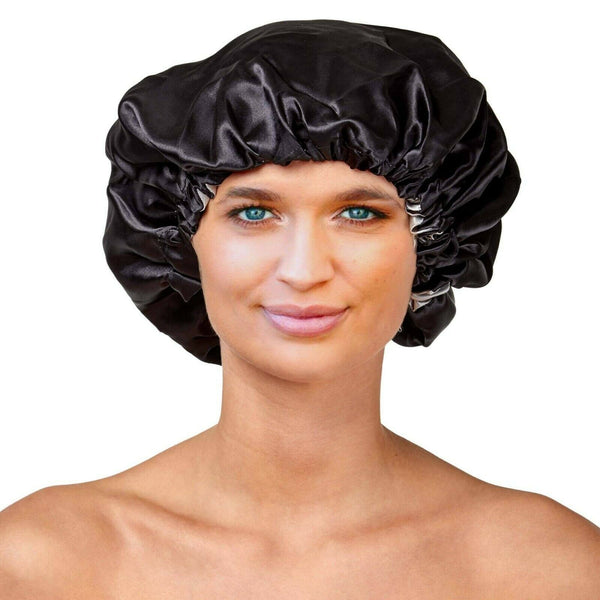 Sleeping Cap - Black Satin | Dilly's Collections